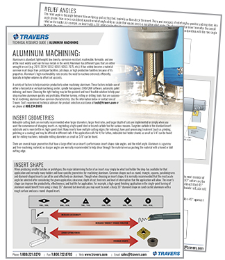 Aluminum Machining Downloadable PDF Guide | Travers Tool Co.